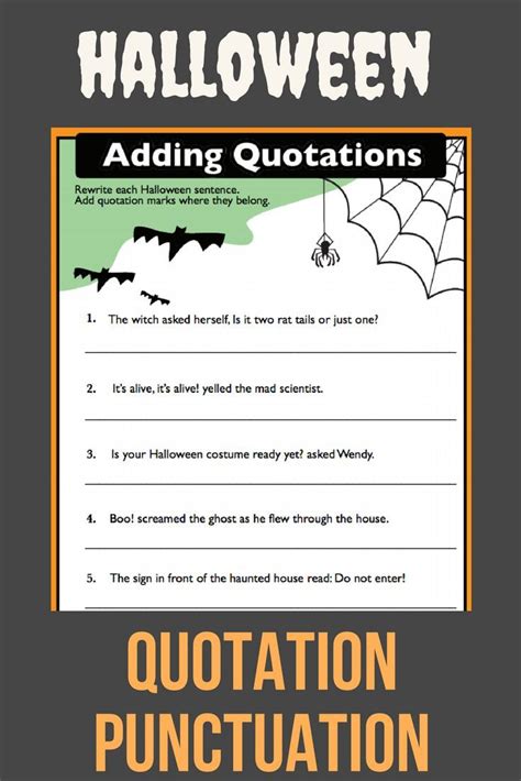 Halloween Quotation Punctuation Worksheet Free Printable For Grade 4