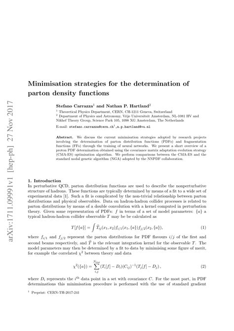 Pdf Minimisation Strategies For The Determination Of Parton Density Functions