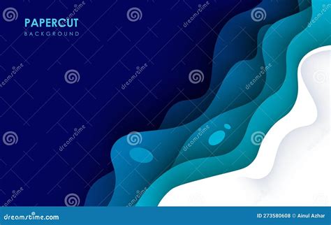 Abstract White Blue Wavy Papercut Overlap Layers Background Stock Vector Illustration Of