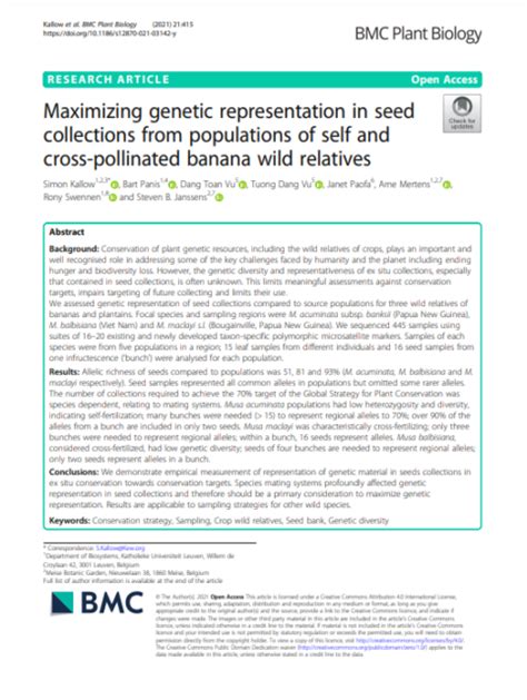 Maximizing Genetic Representation In Seed Collections From Populations