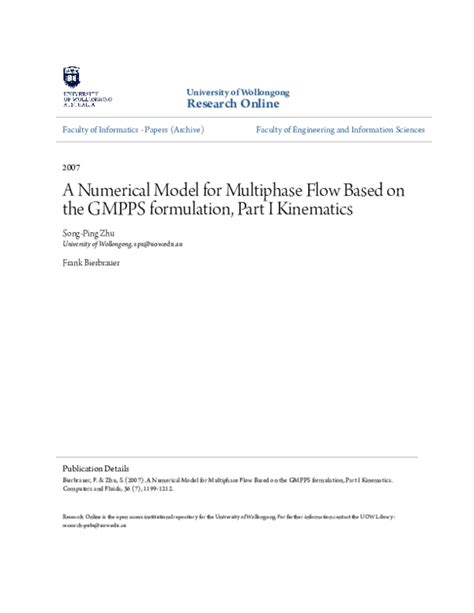 pdf a numerical model for multiphase flow based on the gmpps