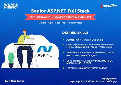 Mindfire Solutions On Linkedin Hiring Aspdotnetdeveloper Fullstackdeveloper Reactjs Mindfire