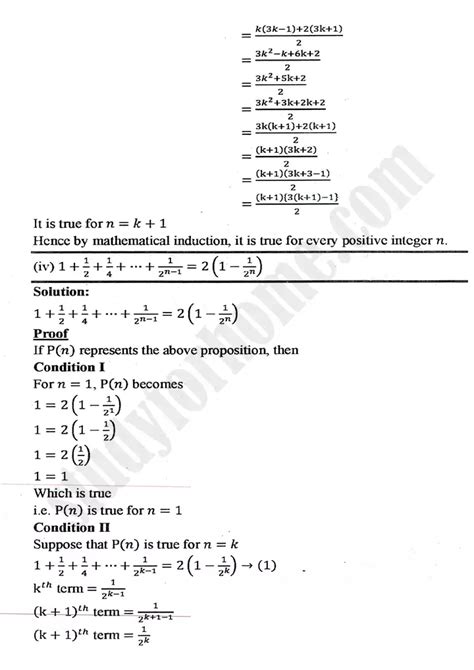 Exercise 7 1 Mathematical Induction And Binomial Theorem Mathematics 11th