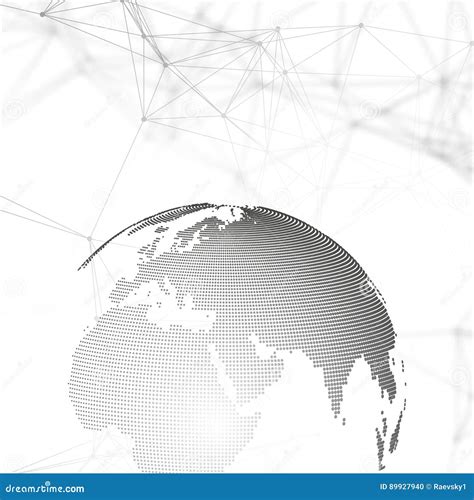 Abstract Futuristic Network Shapes High Tech Hud Background Connecting Lines And Dots