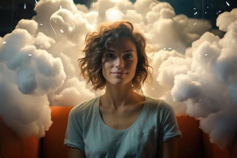 A Woman With A Cloud On Her Head Generative Ia Premium Ai Generated Image