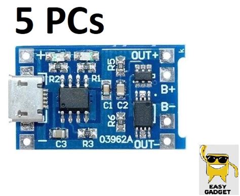 5pcs Tp 4056 Charging Module 1a 18650 Lithium Battery Charger Module Micro Usb Tp4056 Ic
