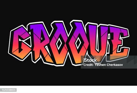 그루브 단어 트리피 사이키델릭 그래피티 스타일 문자 벡터 손으로 그린 낙서 만화 로고 그루브 일러스트 레이 션 재미있는 멋진