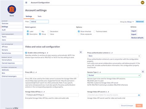 Account Configuration Interface Guide