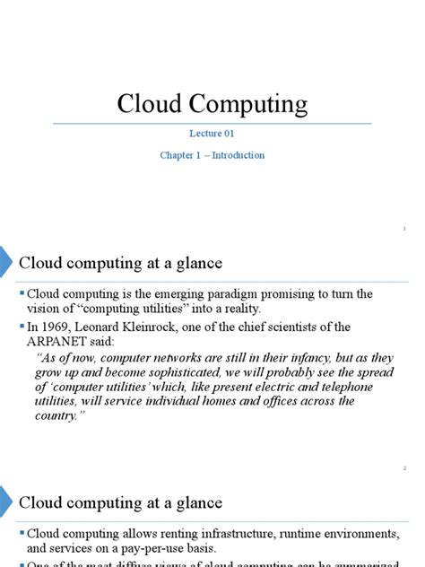 Cloud Computing Lecture 1 Pdf Cloud Computing Software As A Service