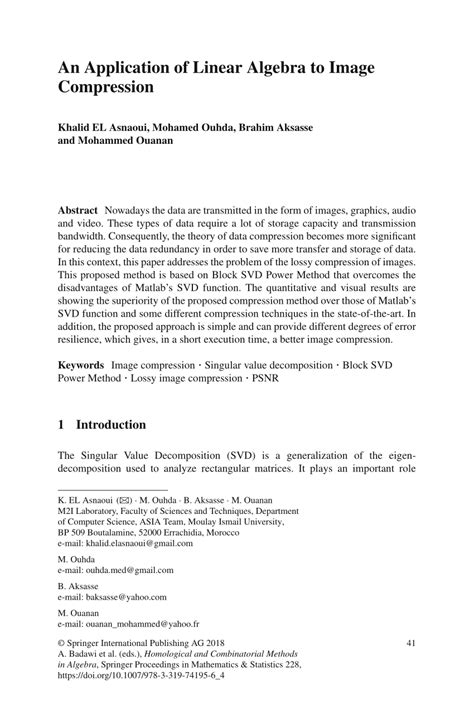 Pdf An Application Of Linear Algebra To Image Compression