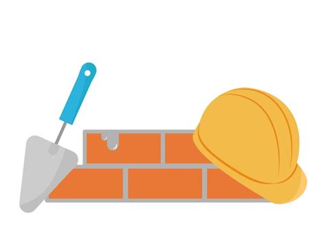 Premium Vector Helmet With Bricks And Trowel