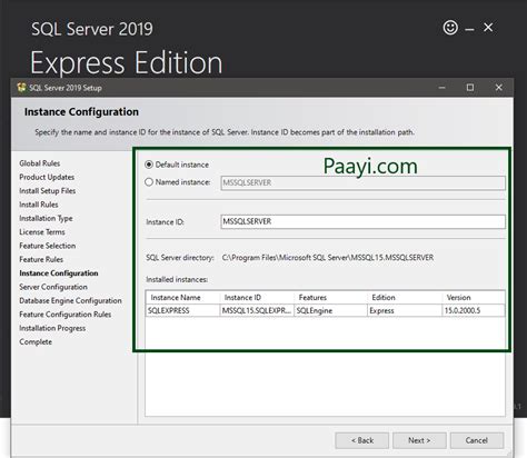 Step 15 Click On The Default Instance And Click Next