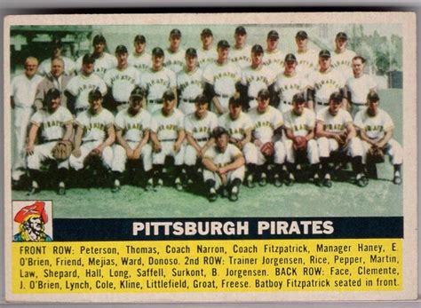 Lot Detail 1956 Topps Baseball 121 Pittsburgh Pirates Team Gray Back