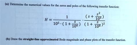 Solved A Determine The Numerical Values For The Zeros And Poles Of
