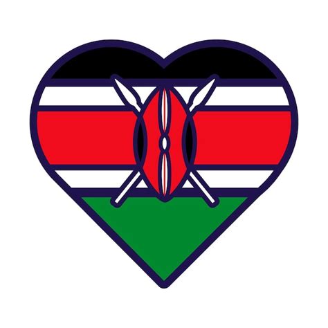 국가 케냐 국기 색상의 애국자 심장 케냐 독립 기념일의 축제 요소 특성 흰색 배경에 고립된 국가 국기의 국가 색상에 있는 만화 벡터 아이콘 프리미엄 벡터