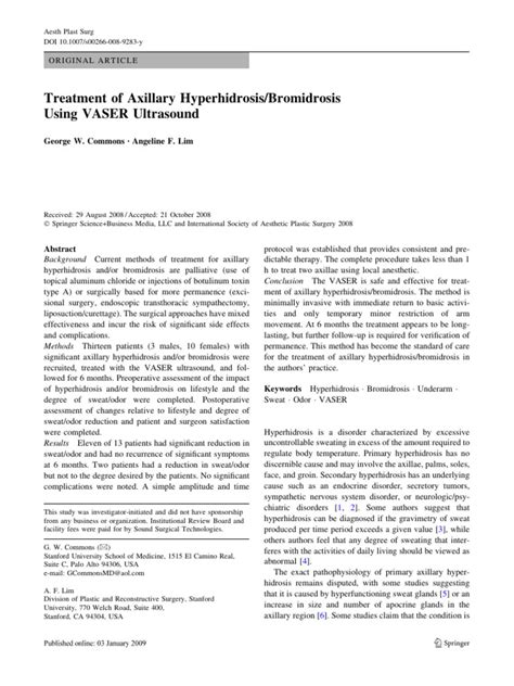 Commons Hyperhidrosis Pdf Medical Specialties Clinical Medicine