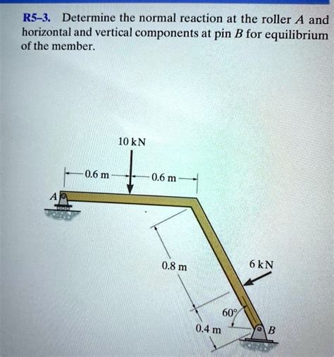 Rs 3 Determine The Normal Reaction At The Roller A And Horizontal And Vertical Components At Pin