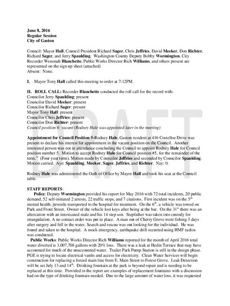 Fillable Online Mayor Hall Council President Richard Sager Chris Jeffries Fax Email Print