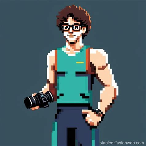 Agile Athlete With Glasses Throws Camera Stable Diffusion Online