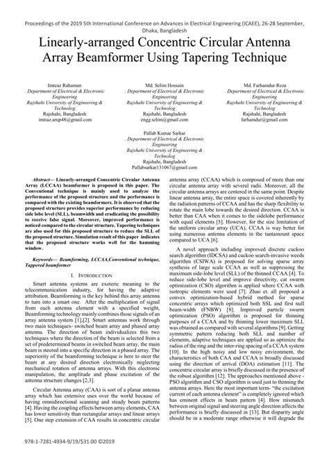 Pdf Linearly Arranged Concentric Circular Antenna Array Beamformer Using Tapering Technique