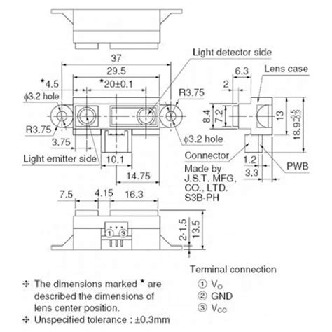 Gp2y0a21yk0f Ir Range Sensor By Sharp 10cm To 80cm Detection Range