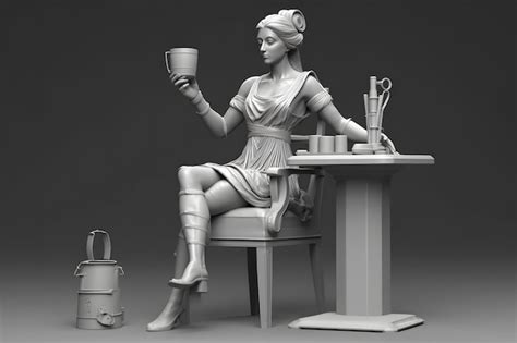 Premium Photo Goddess Hypnos Drinking Coffee Neural Network Ai