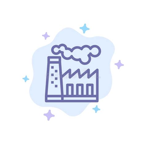 Factory Pollution Production Smoke Blue Icon On Abstract Cloud Background Stock Vector