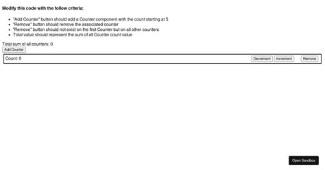 React Counters Challenge Codesandbox