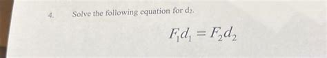 Solved Solve The Following Equation For D F D F D Chegg Com