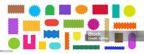 모양 복고풍 스티커 추상 프레임 팝 형식 만화 유행 레이블 흰색 배경에 Y2k 요소 기하학적 배지 템플릿 웨이브 테두리 지그재그