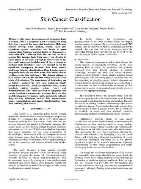 Skin Cancer Classification Pdf Deep Learning Machine Learning
