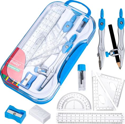 Acooruiteng Maths Set 10 Pieces Compass Maths Geometry Sets Protractor