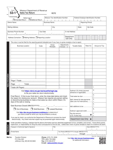 Mo Dor Form 53 1 2014 Fill Out Tax Template Online Us Legal Forms