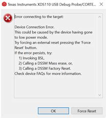 LP MSPM L Not Able To Recover After Error In UniFlash Arm Based Microcontrollers Forum