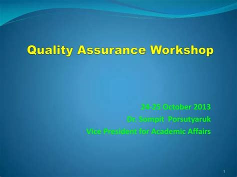 Ppt Quality Assurance Workshop Powerpoint Presentation Free Download Id4510095