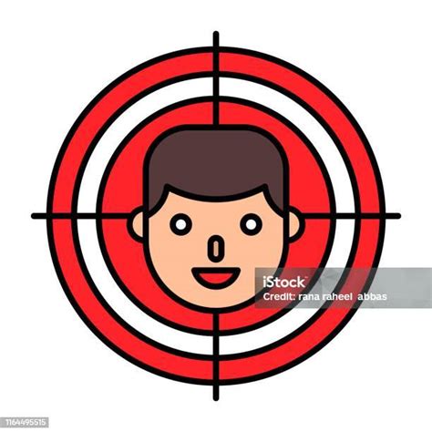 Businessman Head Inside Target Vector Filled Style Editable Outline