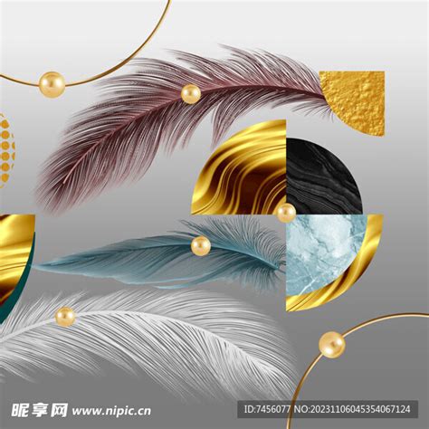 唯美轻奢羽毛艺术挂画装饰画设计图psd分层素材psd分层素材设计图库昵图网
