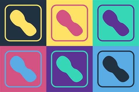 팝 아트 휴먼 풋프린트 슈즈 아이콘은 컬러 배경에 고립되어 있습니다 신발 밑창 벡터 0명에 대한 스톡 벡터 아트 및 기타 이미지 0명 건강관리와 의술 걷기 Istock