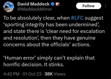[david Maddock] To Be Absolutely Clear When Lfc Suggest ‘sporting Integrity Has Been Undermined