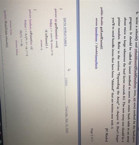 Solved B Write A Rehash And RehashInsert HashDataItem Chegg