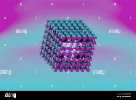 The Cube With Its Holographic Texture Appears To Float And Rotate
