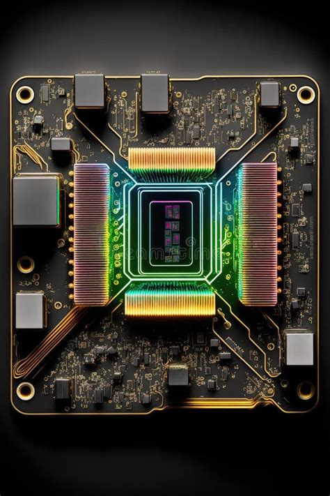 Electronic Chip Abstract Imaginary Technological Background Part Of Unrealistic Motherboard