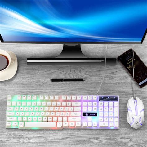 Usb Wired Gaming Keyboard Mouse Set Pc Rainbow Col Grandado