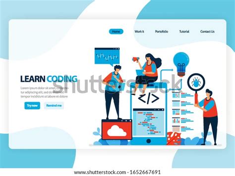 Vector Homepage Learning Programming Coding Application Stock Vector Royalty Free 1652667691