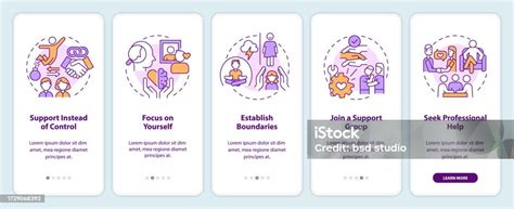 Walkthrough Codependent Relationship With Line Icons Concept Stock Illustration Download Image