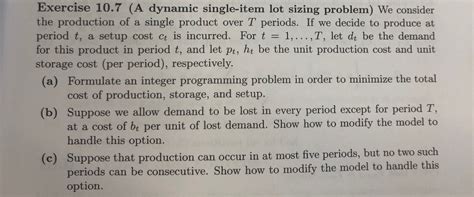solved exercise 10 7 a dynamic single item lot sizing
