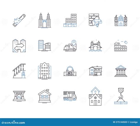 Real Estate Technology Outline Icons Collection Realty Technological Proptech Innovation