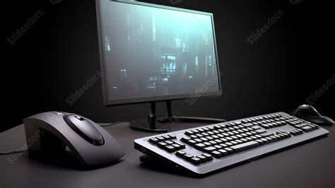 Keyboard And Monitor In 3d Rendering Powerpoint Background For Free