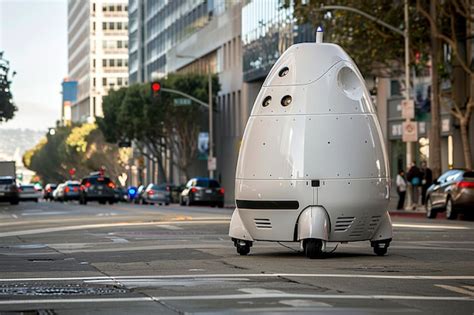 Autonomous Robot Patrolling Security Perimeters Premium Ai Generated Image