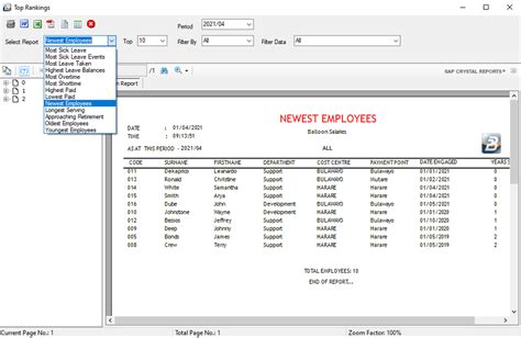 Payroll Module Sample Reports Alphabetical Ranking Reports